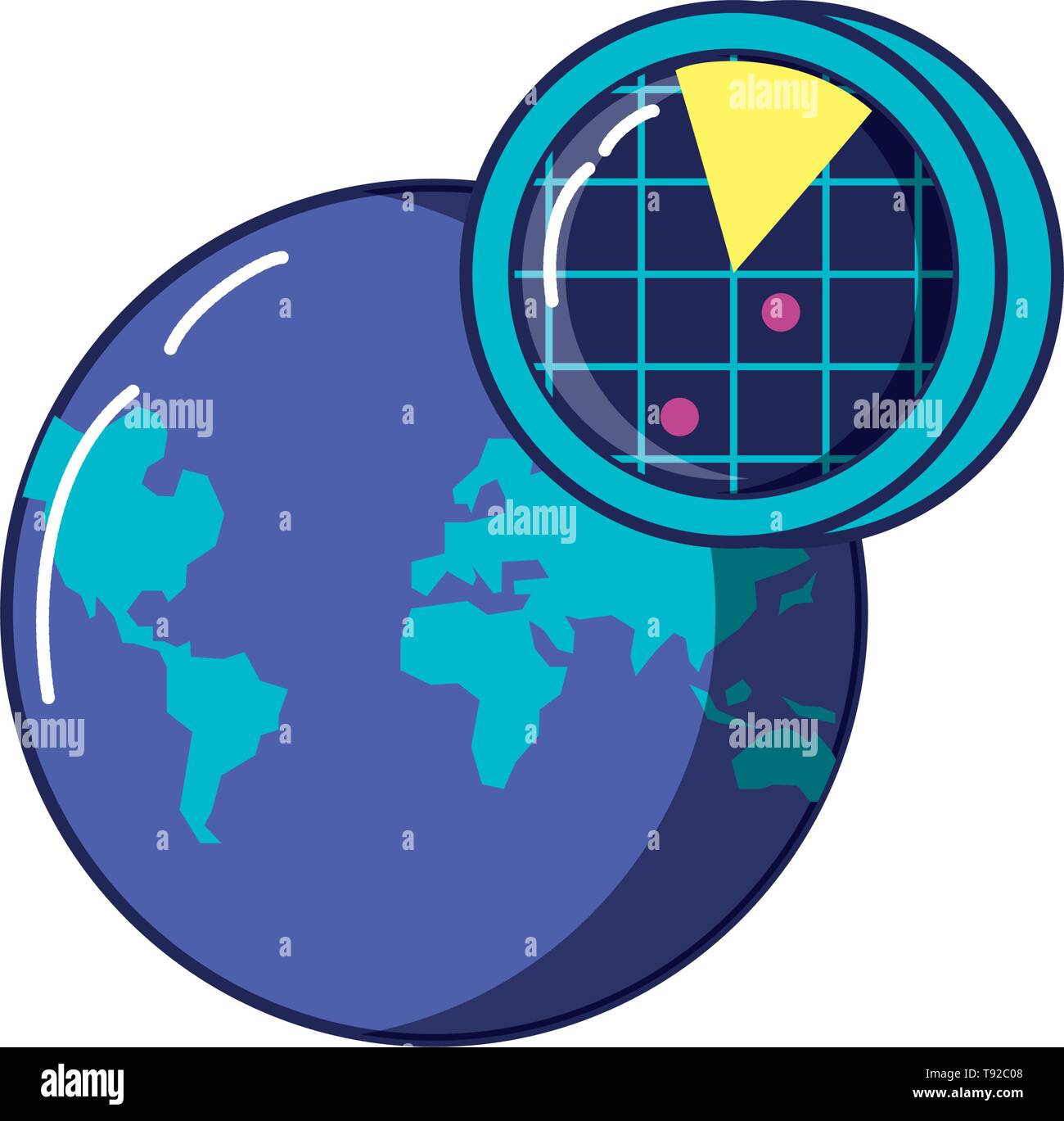 radar location with planet earth vector illustration design Stock ...