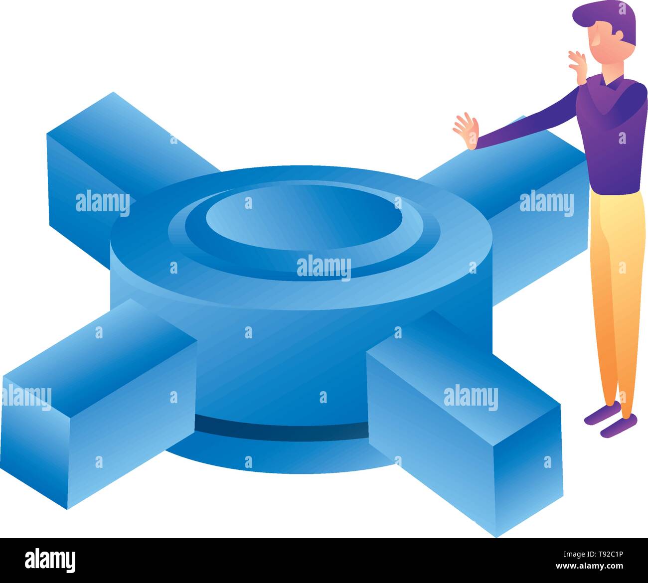 businessman worker with data center platform vector illustration design ...