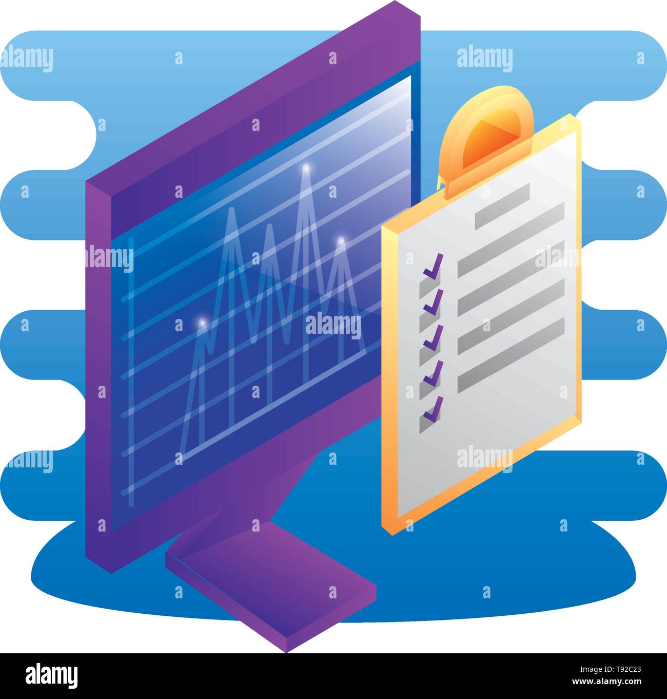 desktop computer with checklist vector illustration design Stock Vector ...