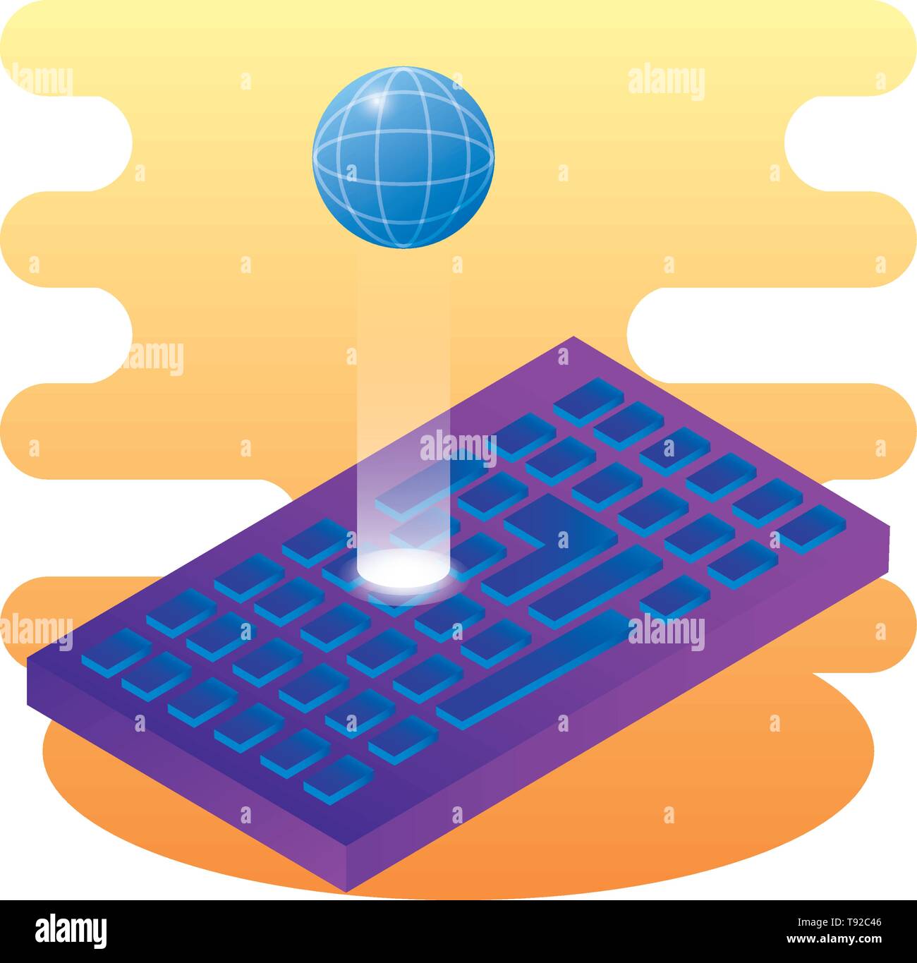 sphere planet browser with keyboard vector illustration design Stock ...