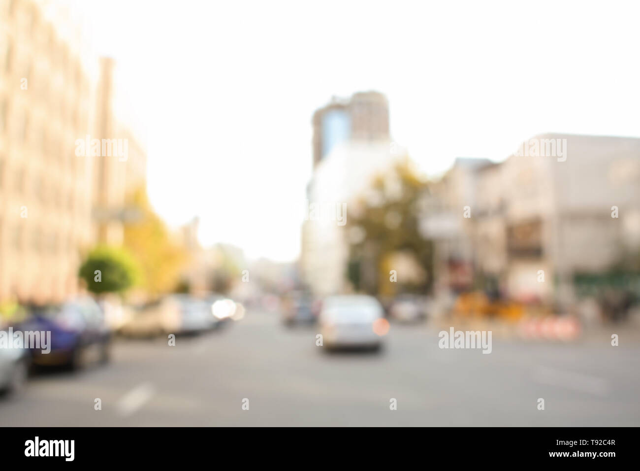 Blurred view of road in modern city Stock Photo - Alamy