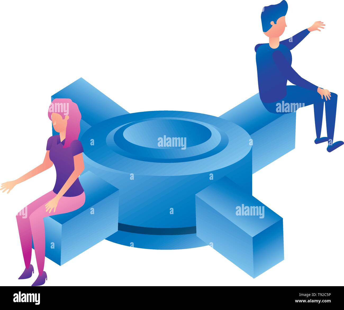 Male and female tech workers Stock Vector Images - Alamy
