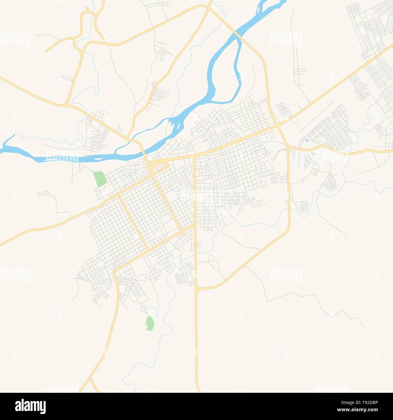 Empty vector map of Choluteca, Choluteca, Honduras, printable road map ...