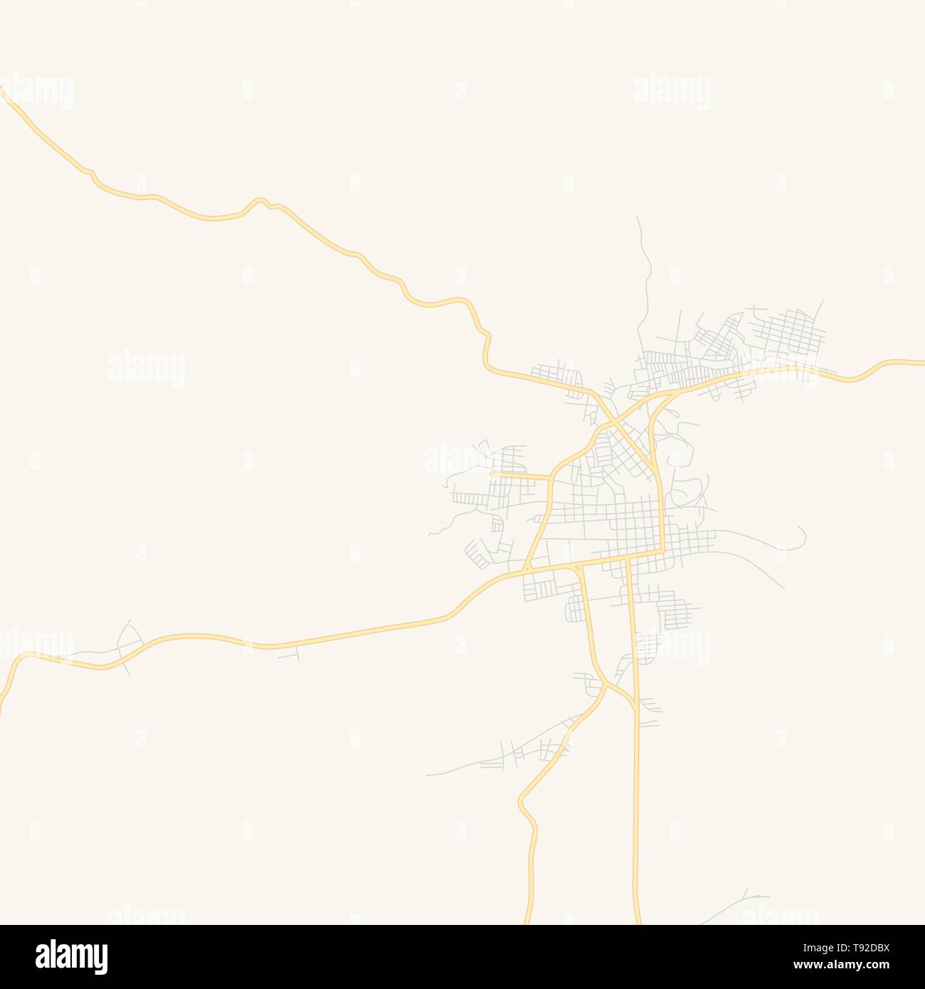 Empty vector map of Danlí, El Paraíso, Honduras, printable road map ...