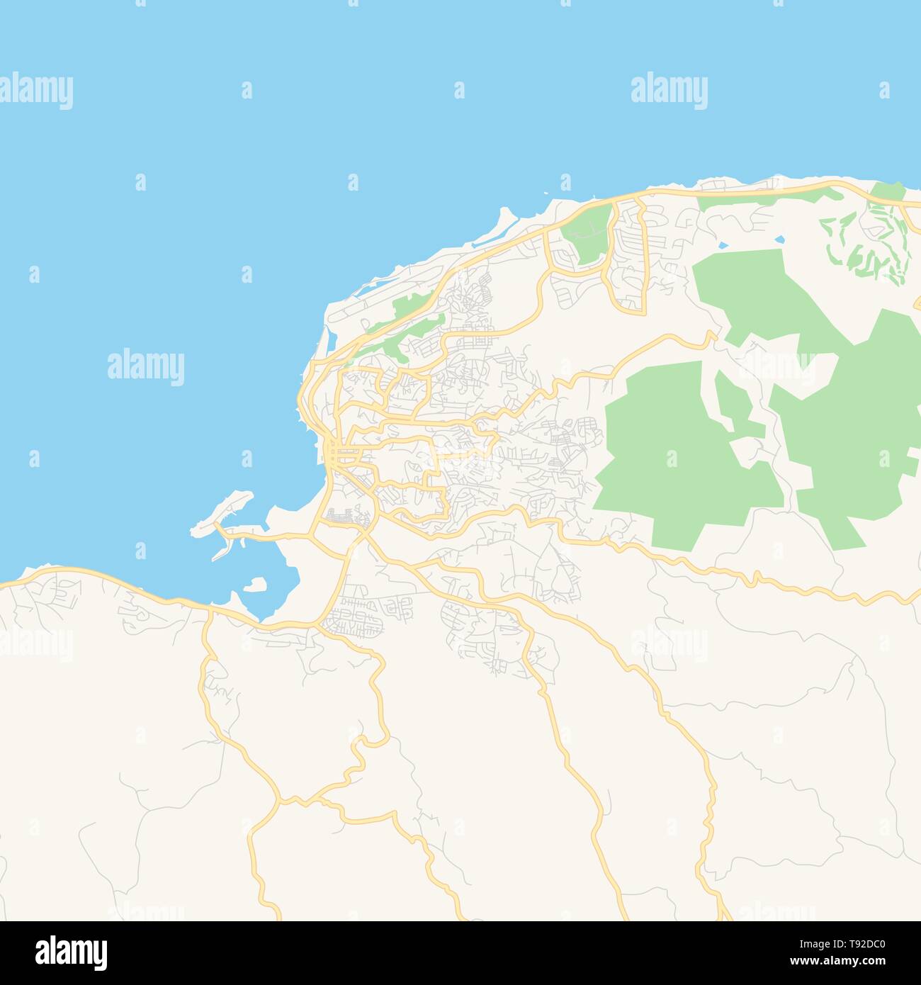 Empty vector map of Montego Bay, Saint Catherine, Jamaica, printable ...