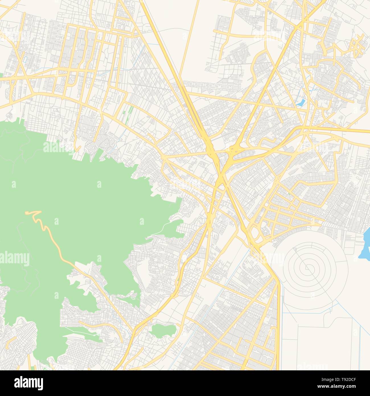 Empty vector map of Ecatepec, México, Mexico, printable road map ...