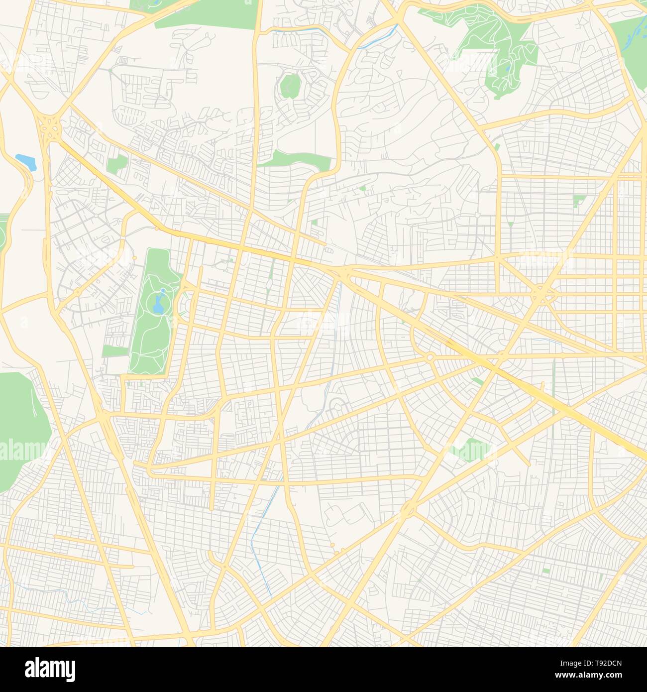 Empty vector map of Zapopan, Jalisco, Mexico, printable road map ...