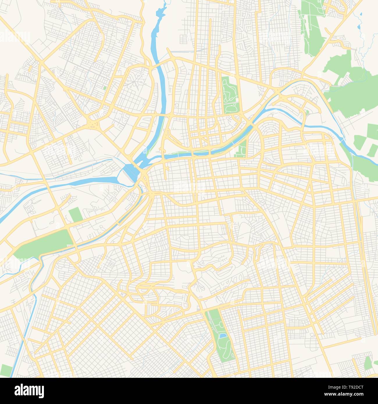 Empty vector map of Culiacán, Sinaloa, Mexico, printable road map ...