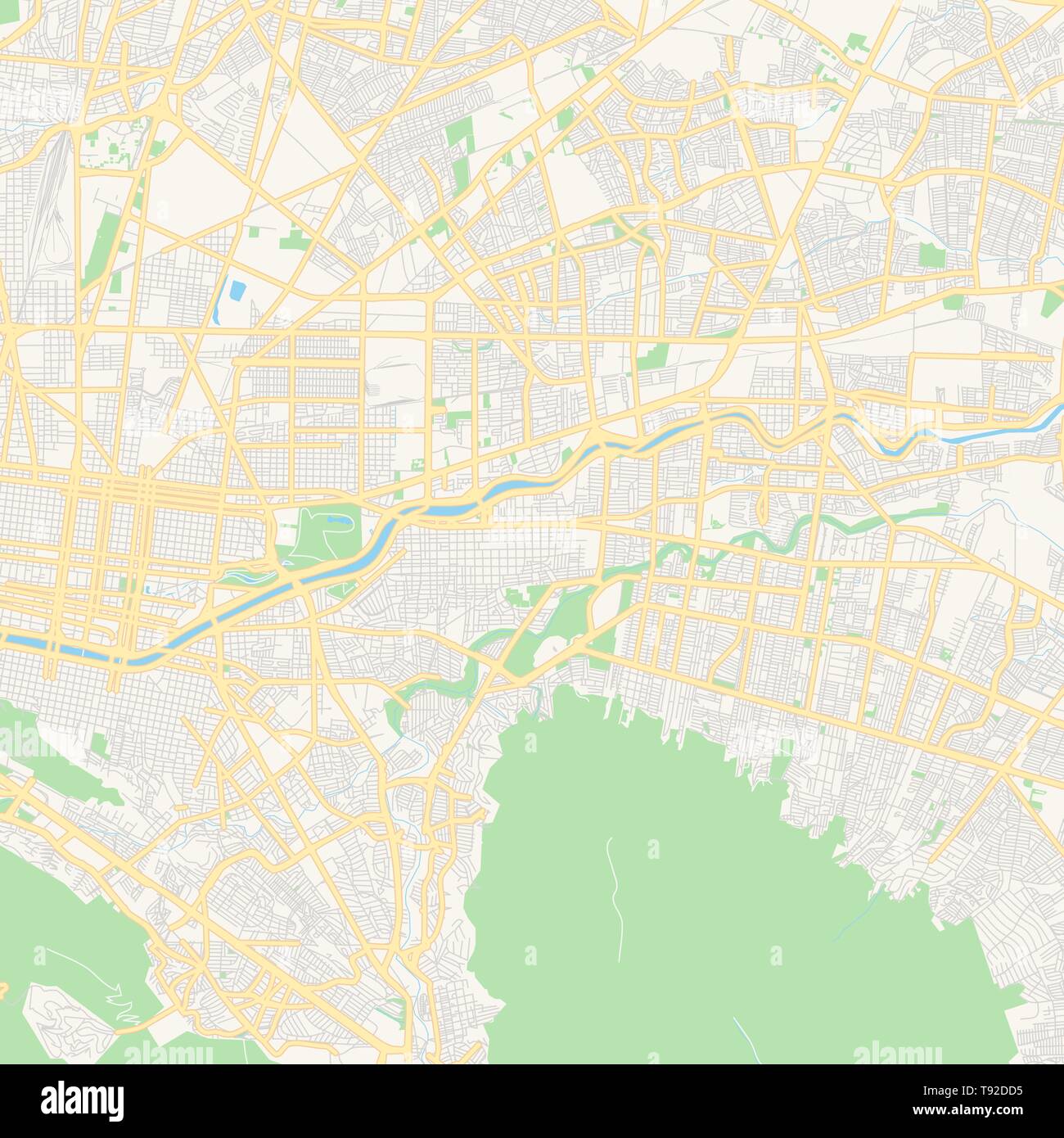 Empty vector map of Guadalupe, Nuevo León, Mexico, printable road map ...