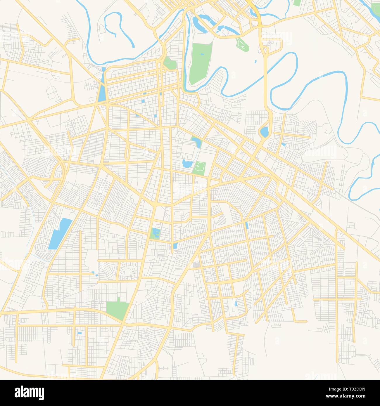 Empty vector map of Matamoros, Tamaulipas, Mexico, printable road map ...