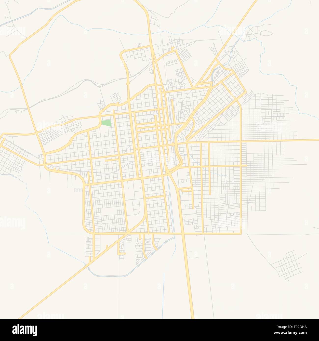 Empty vector map of Navojoa, Sonora, Mexico, printable road map created ...