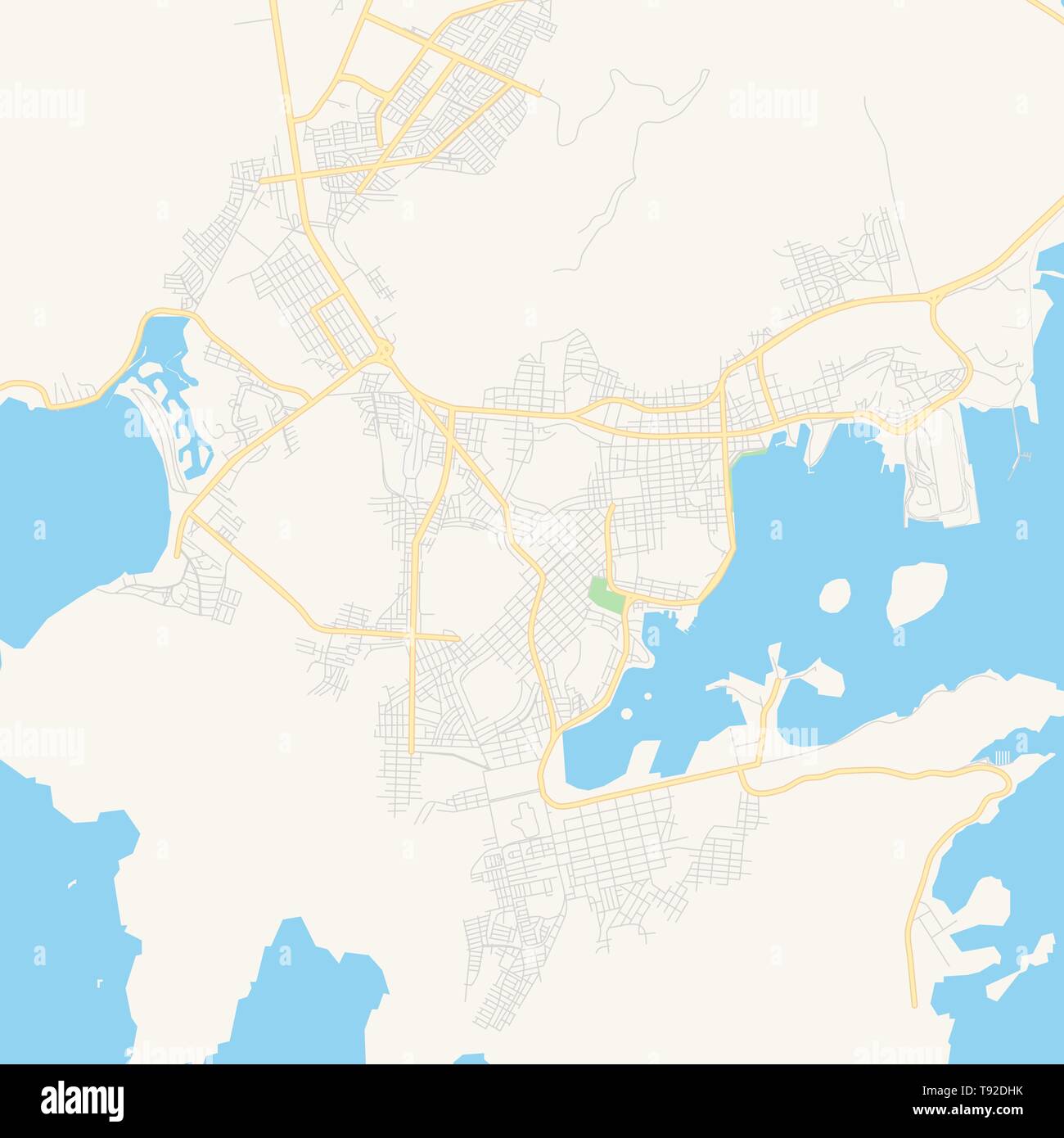 Empty vector map of Guaymas, Sonora, Mexico, printable road map created ...