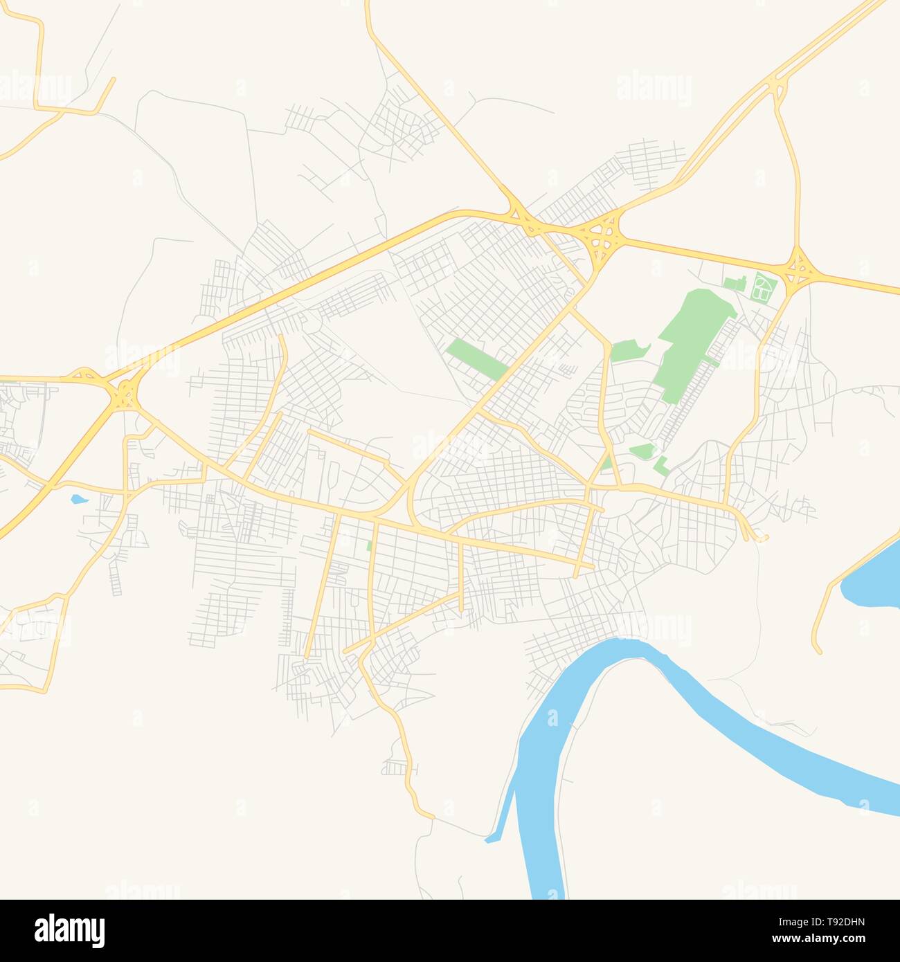 Empty vector map of Minatitlán, Veracruz, Mexico, printable road map ...