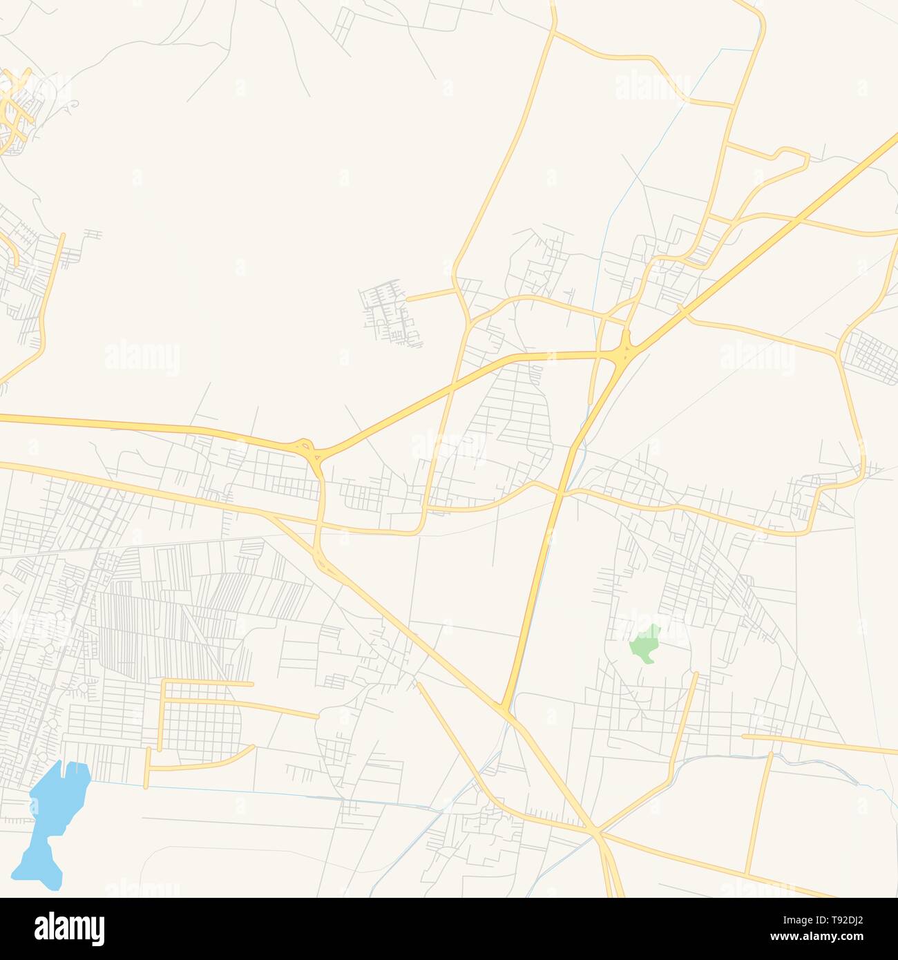 Empty vector map of Tepexpan, México, Mexico, printable road map ...