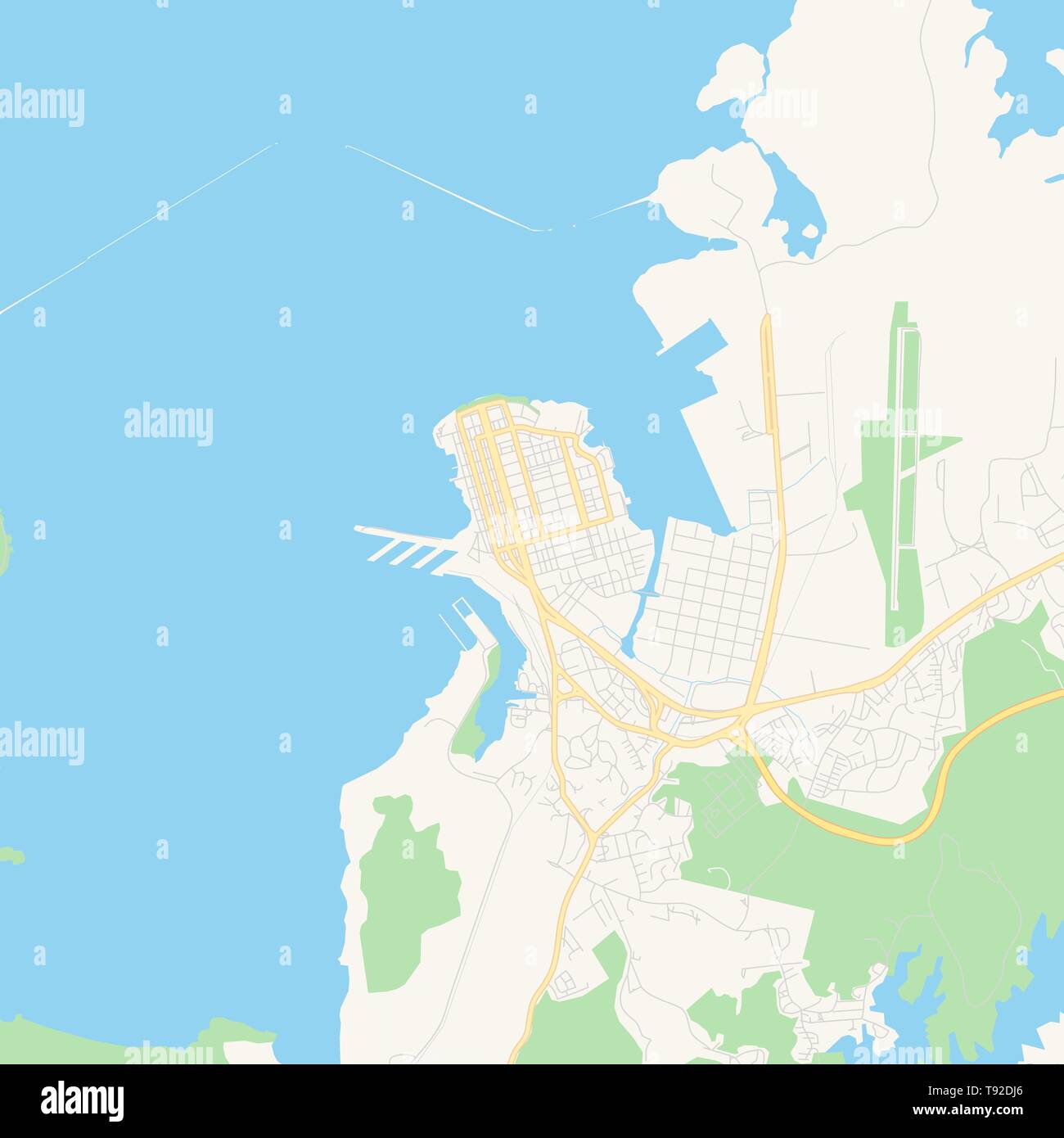 Empty vector map of Colón, Colón, Panama, printable road map created in ...