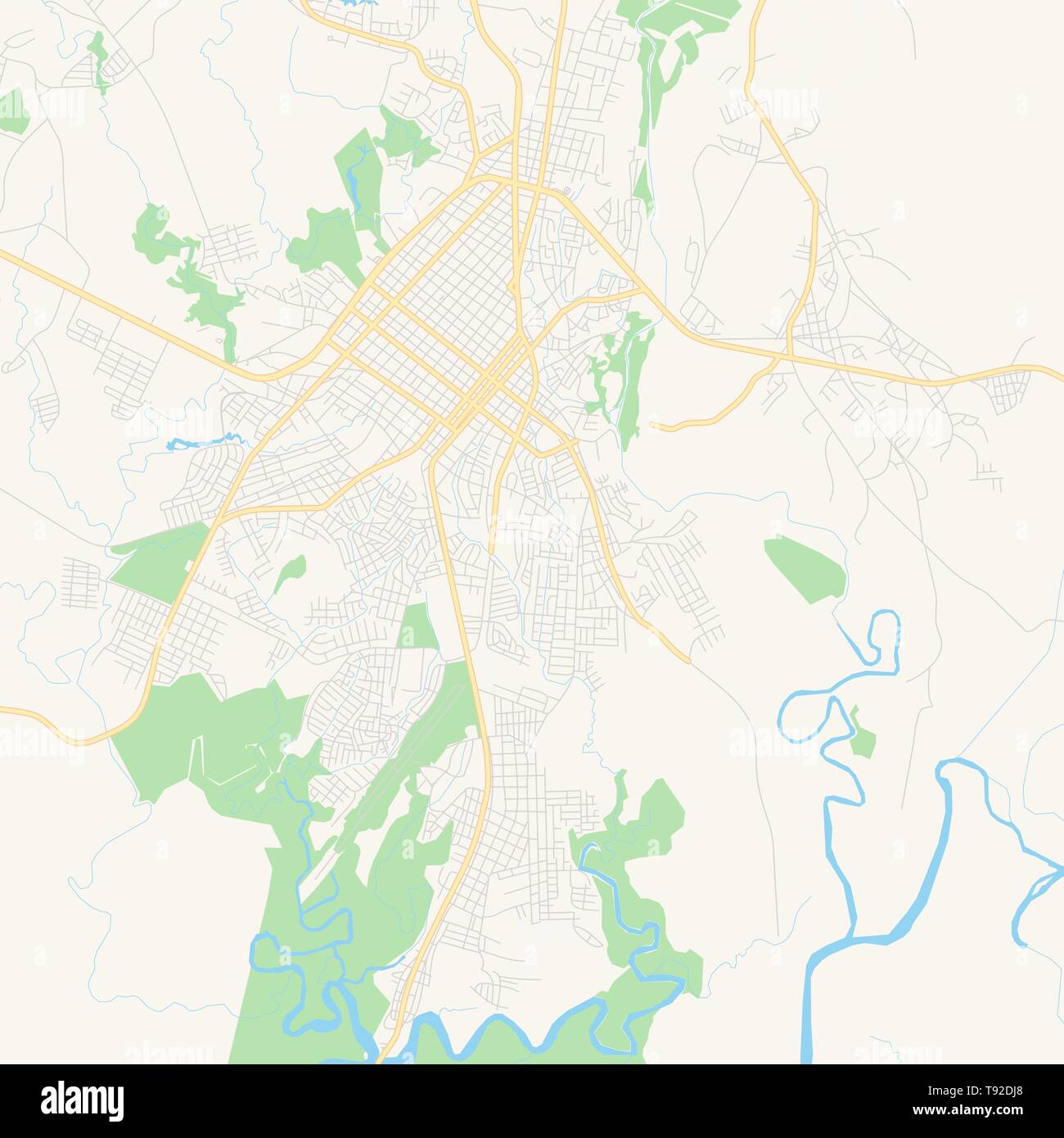 Empty vector map of David, Chiriquí, Panama, printable road map created ...