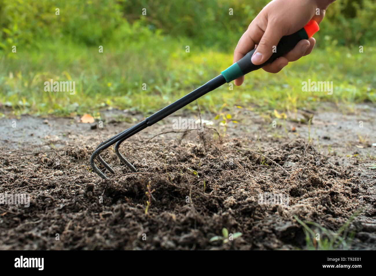 Raking soil hi-res stock photography and images - Alamy