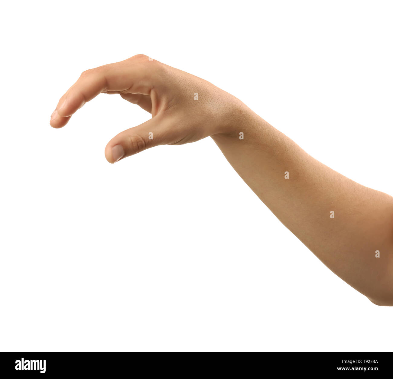 Male hand on white background Stock Photo - Alamy