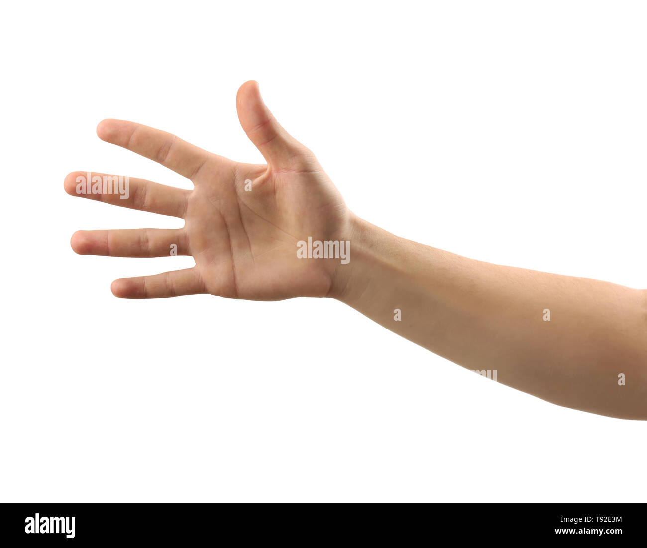 Male hand on white background Stock Photo - Alamy