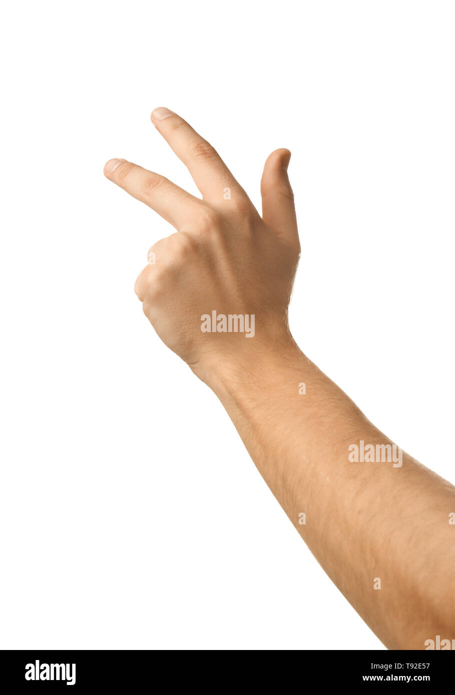 Male hand on white background Stock Photo - Alamy