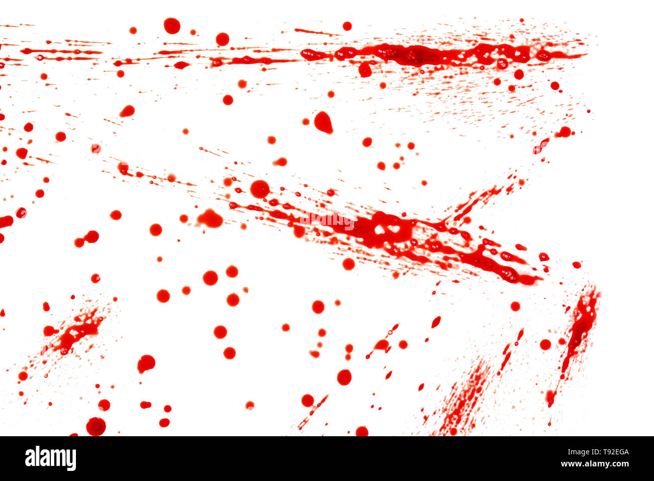 Blood splashes on white background Stock Photo - Alamy