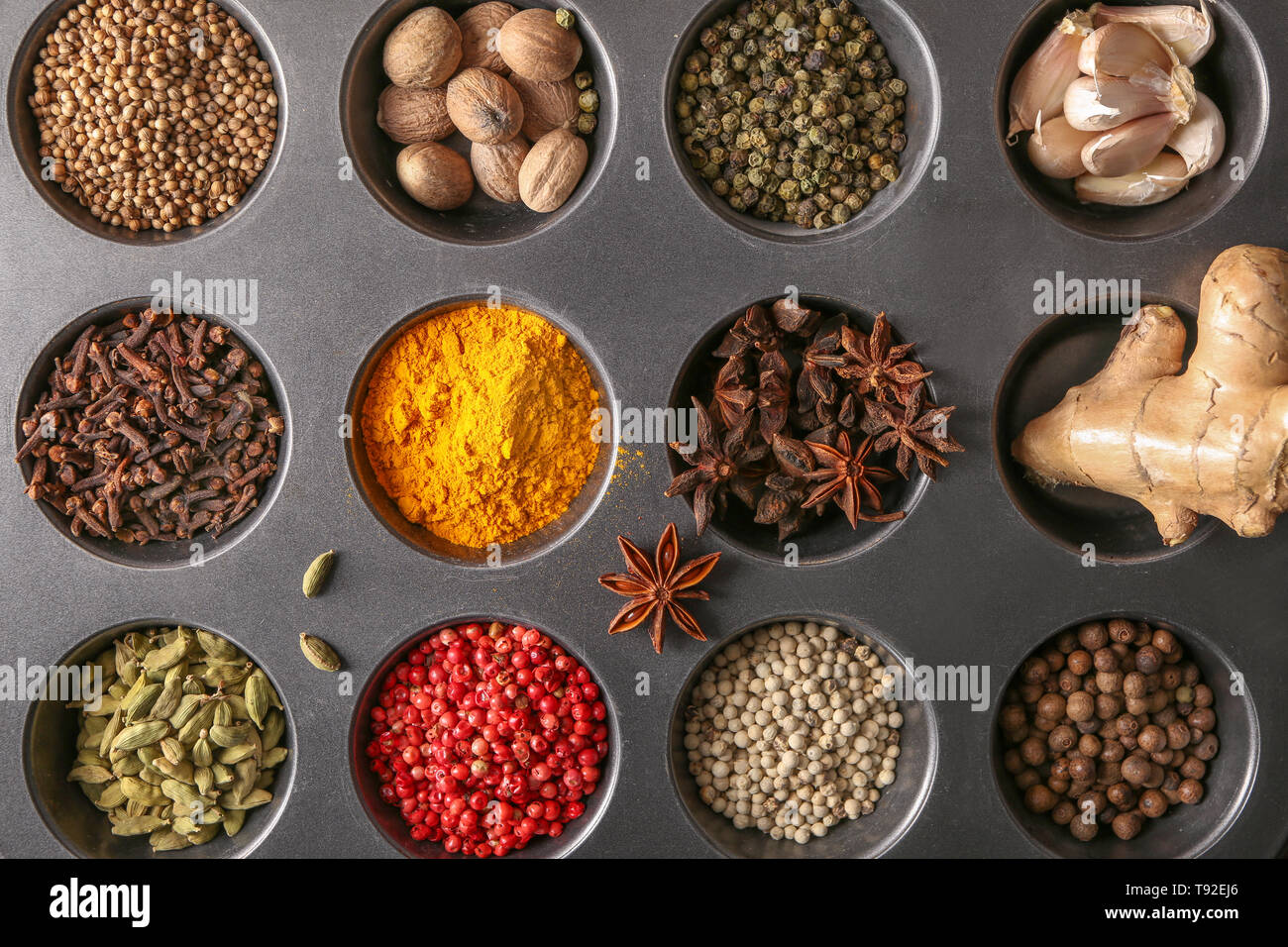 Different aromatic spices in holder Stock Photo - Alamy