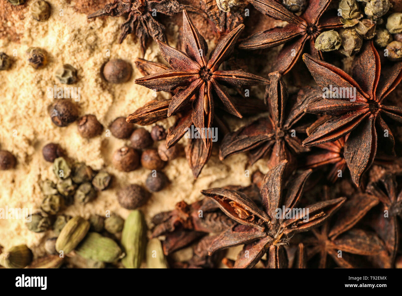 Different aromatic spices, closeup Stock Photo - Alamy