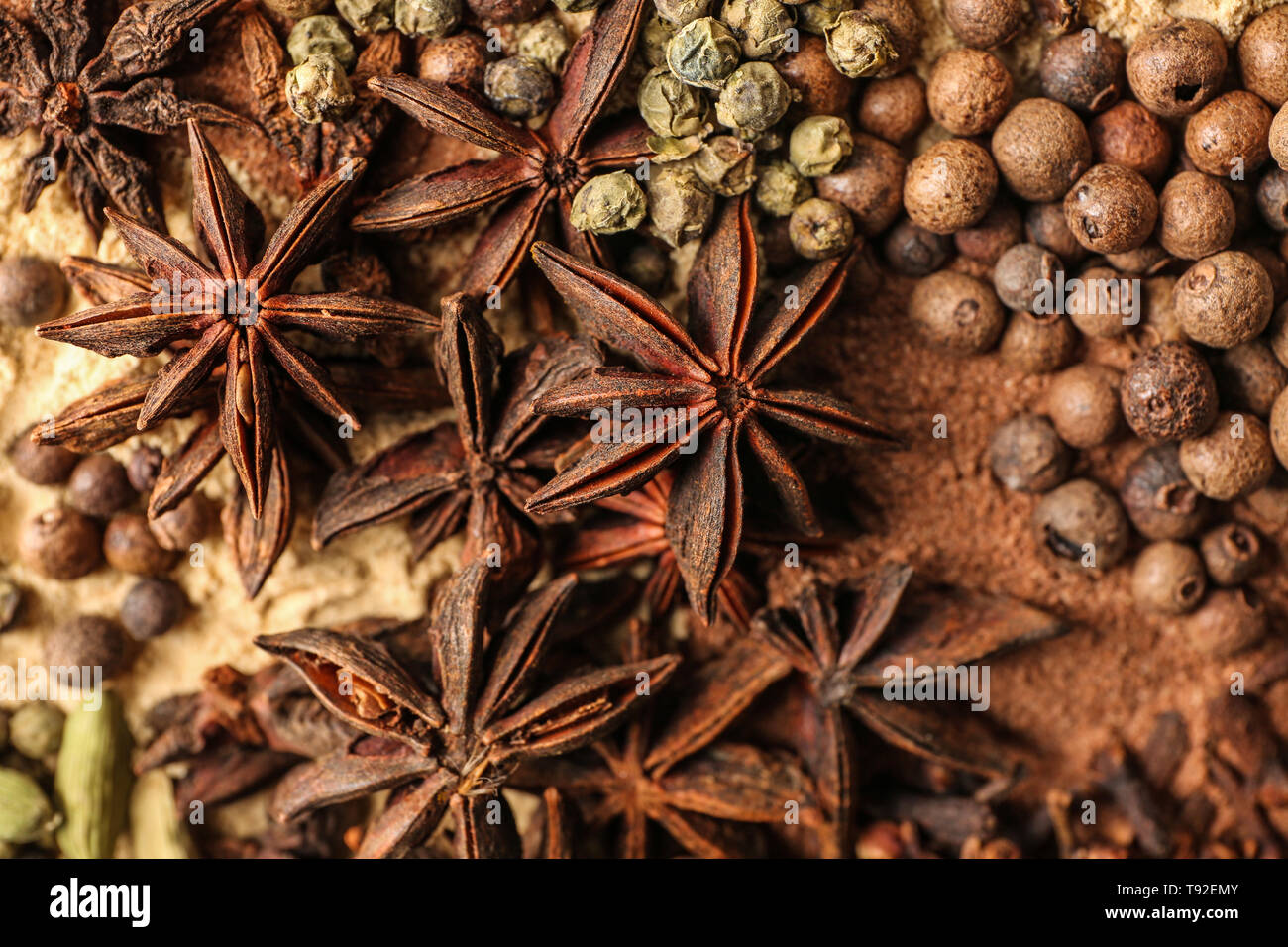 Different aromatic spices, closeup Stock Photo - Alamy