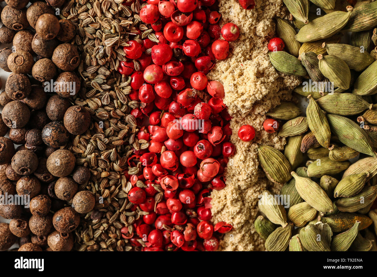 Different aromatic spices, closeup Stock Photo - Alamy