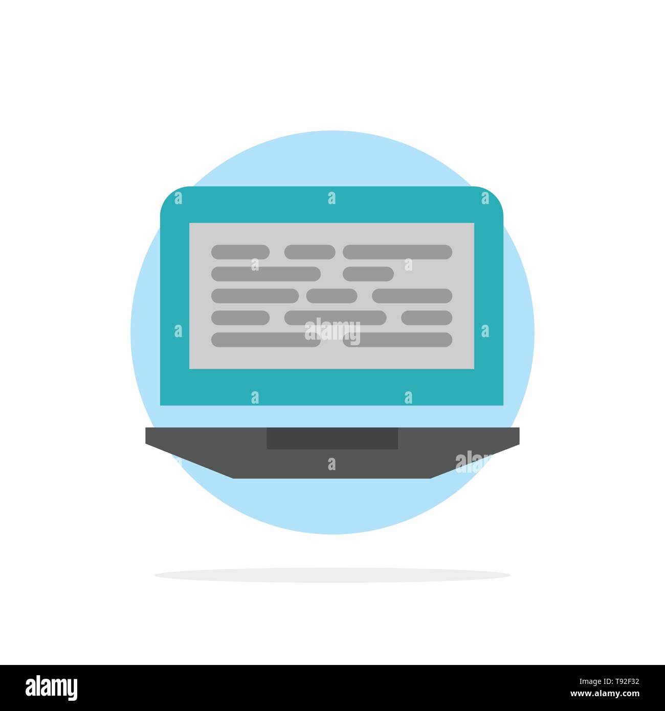 Laptop Coding Code Screen Computer Abstract Circle Background Flat Color Icon Stock Vector