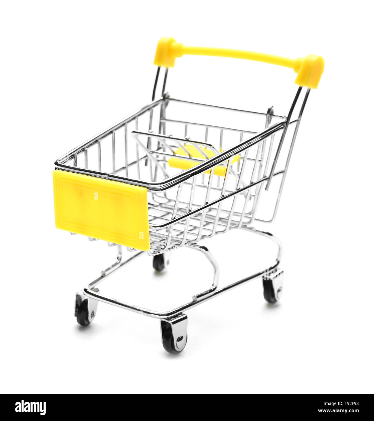 Empty shopping cart on white background Stock Photo - Alamy