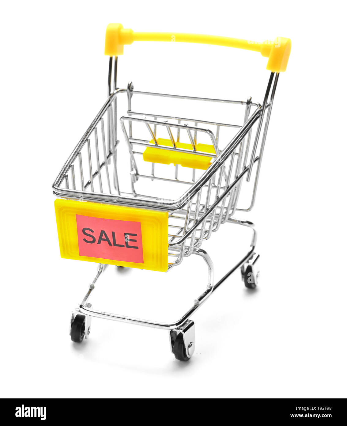Empty shopping cart on white background Stock Photo - Alamy