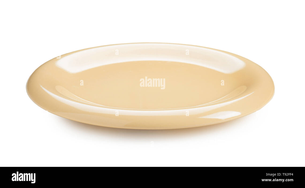 Clean empty plate on white background Stock Photo - Alamy