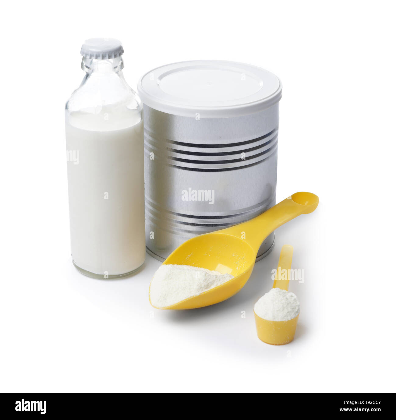 Baby formula on white background Stock Photo - Alamy