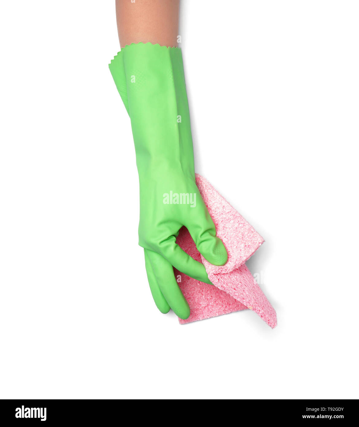 Woman with rag on white background Stock Photo - Alamy