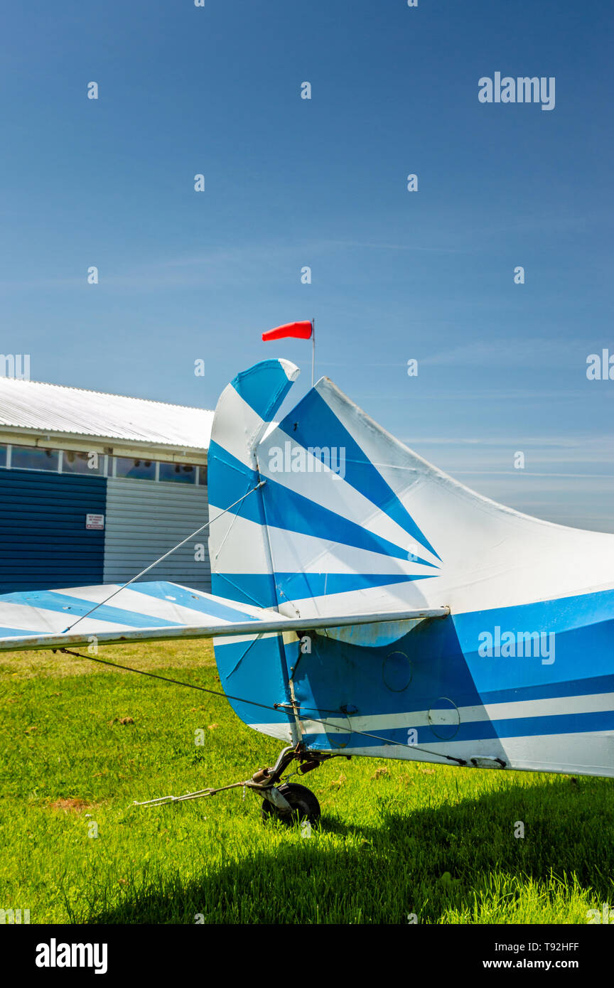 Side view of tail rudder and elevators of Aeronca Chief 11BC single ...