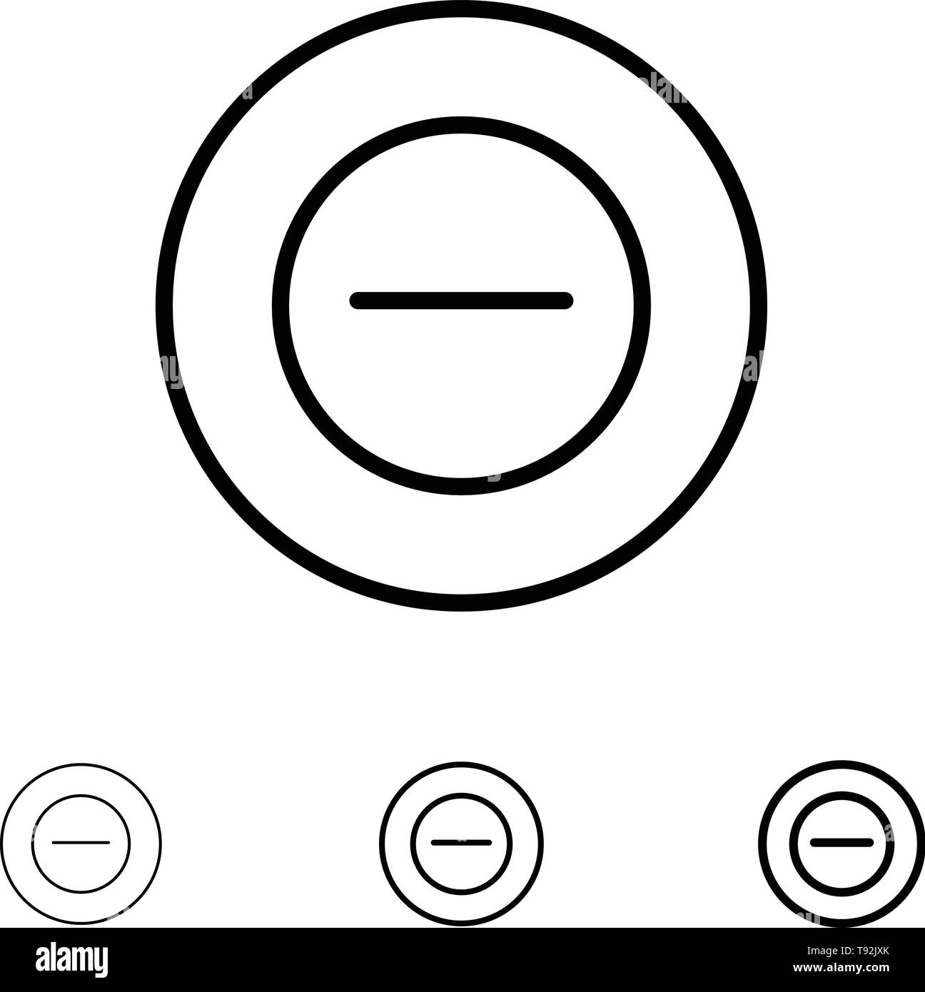 No, Add, Less Bold and thin black line icon set Stock Vector Image ...