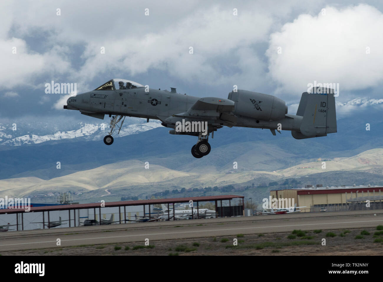 An A-10 Thunderbolt II assigned to the 190th Fighter Squadron takes off ...