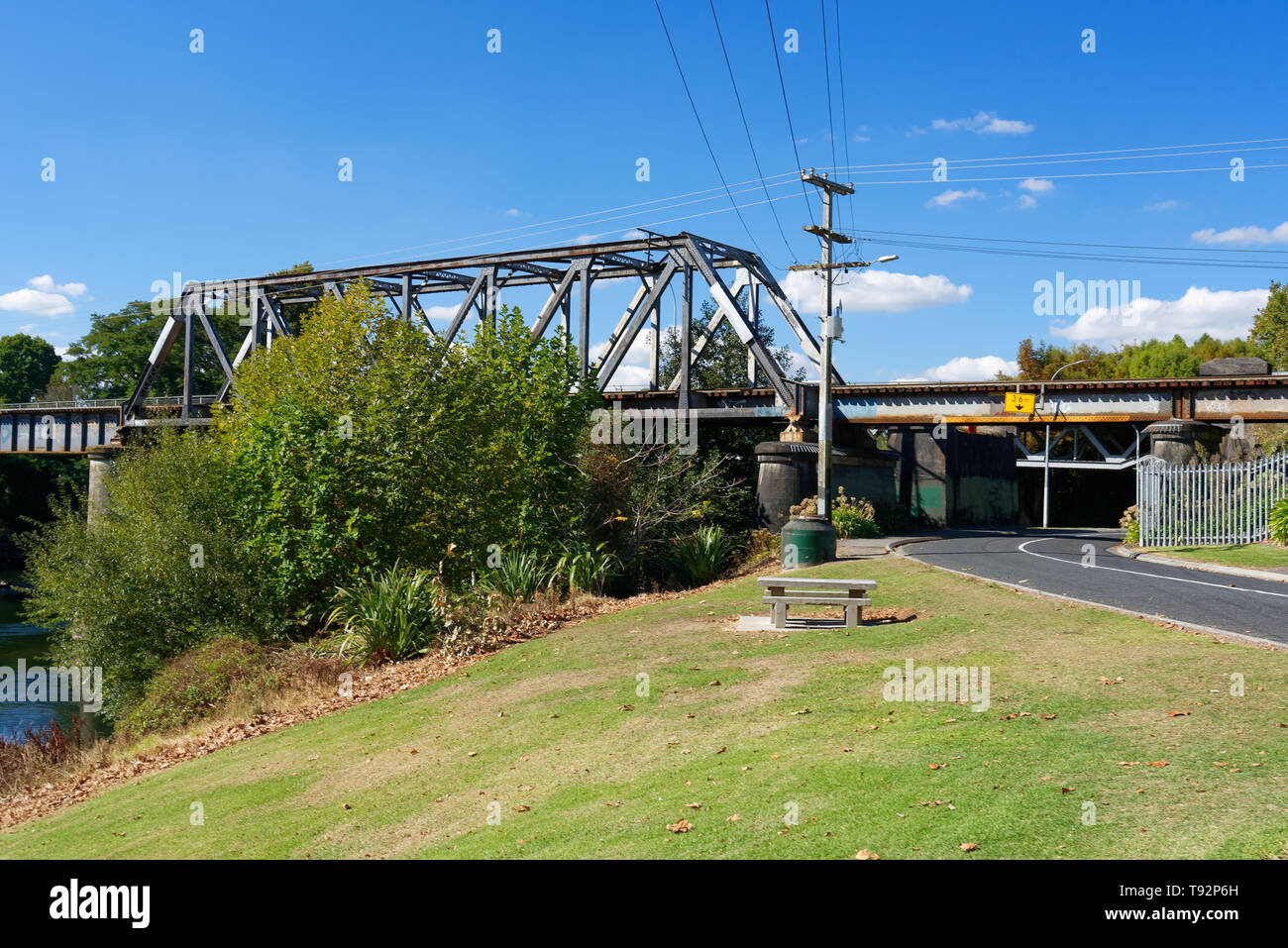 Steel Truss rail bridge in Ngaruawahia, New Zealand Stock Photo - Alamy