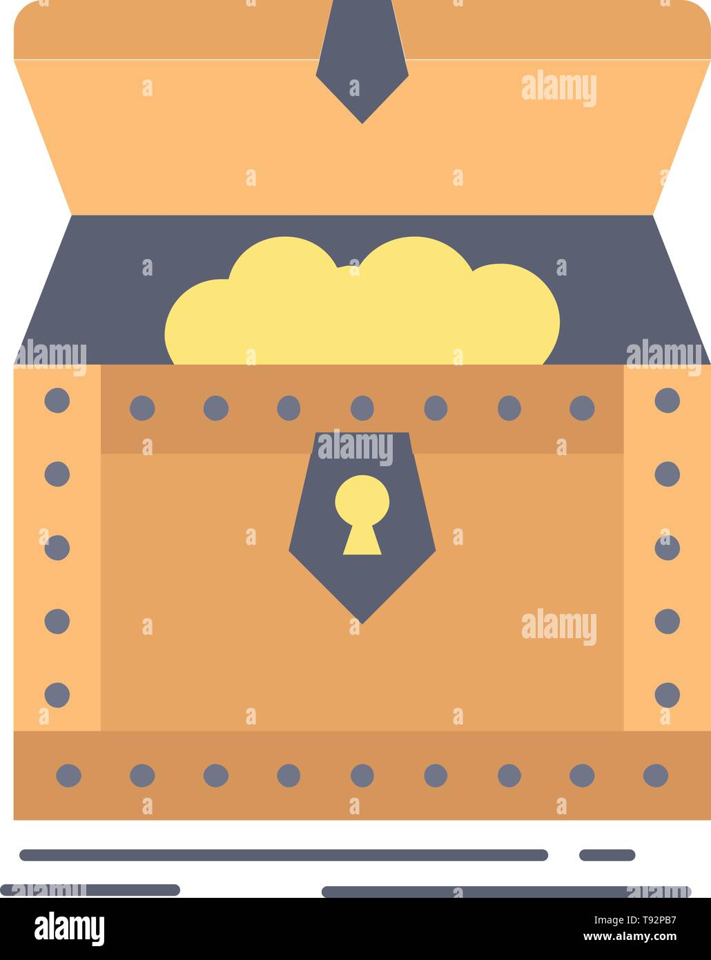 Box, chest, gold, reward, treasure Flat Color Icon Vector Stock Vector ...