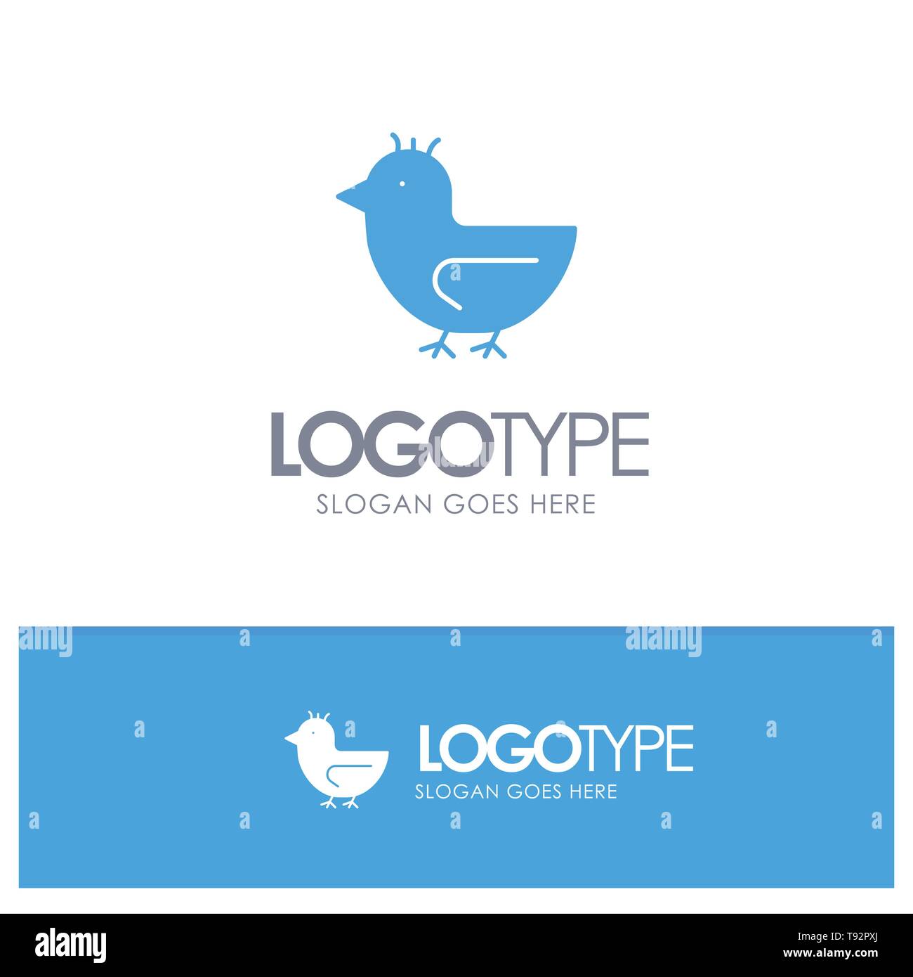 Duck Goose Swan Spring Blue Solid Logo With Place For Tagline Stock