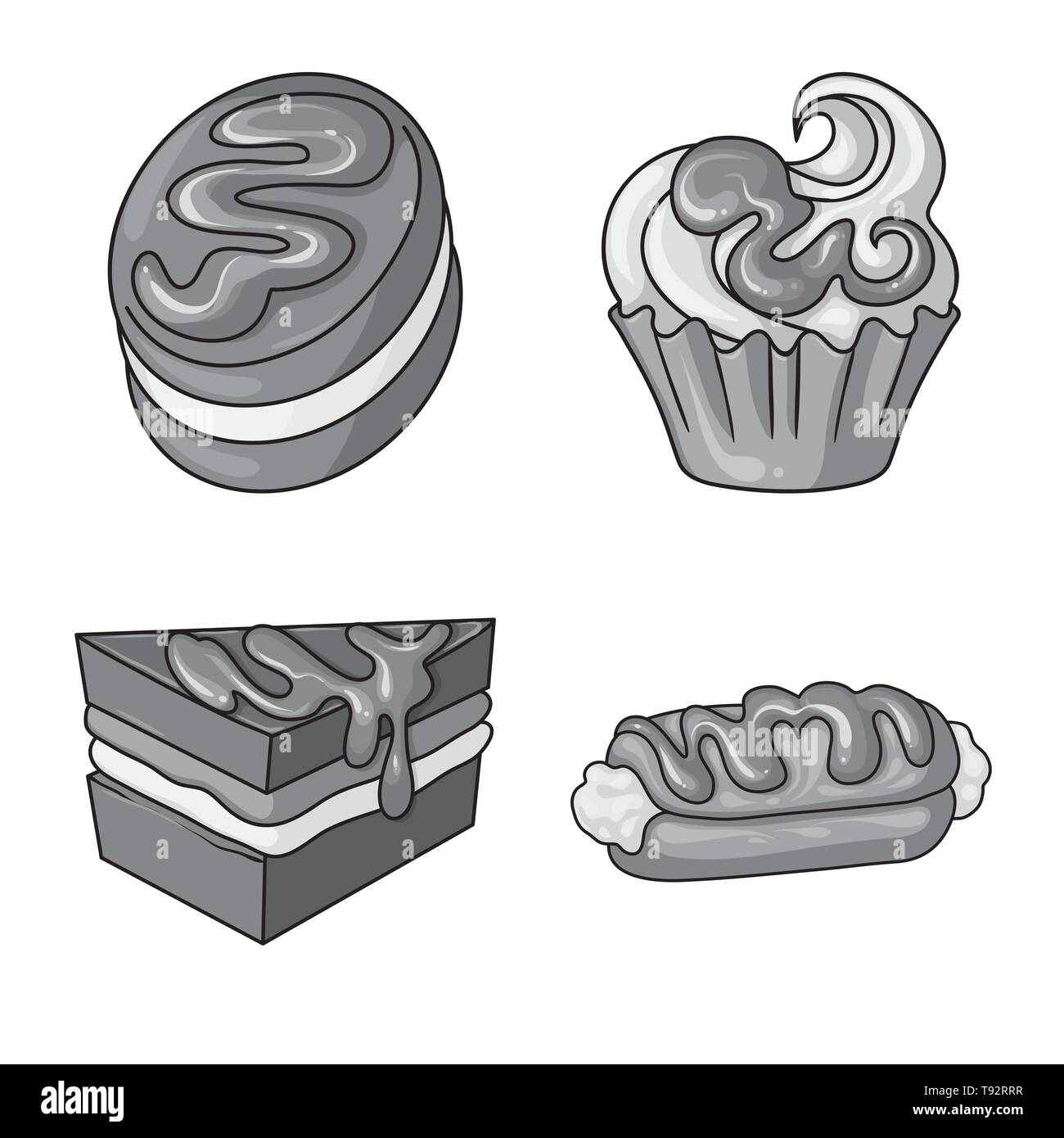Vector illustration of sweet and caramel symbol. Set of sweet and ...