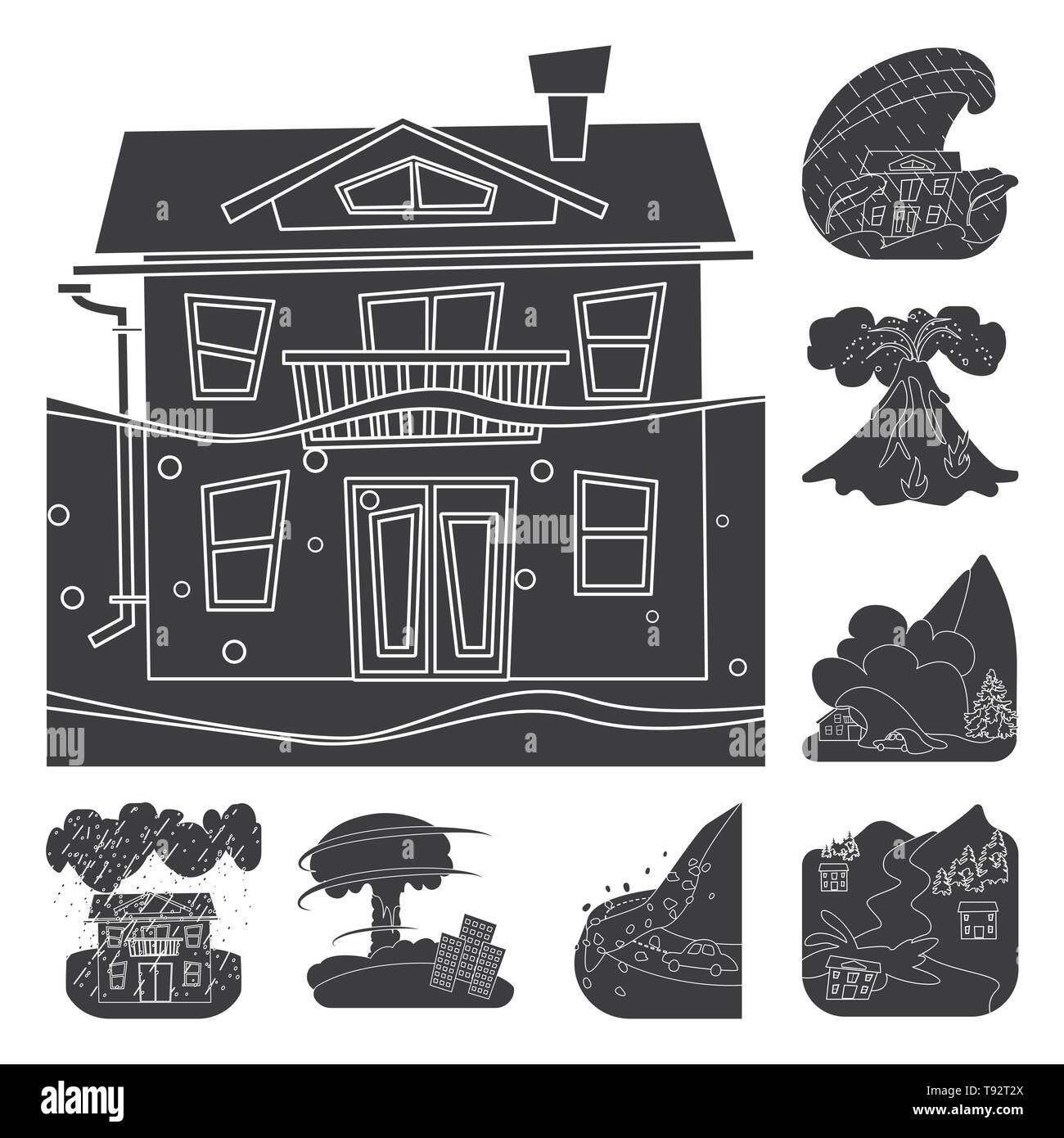 Isolated object of calamity and crash icon. Collection of calamity and ...