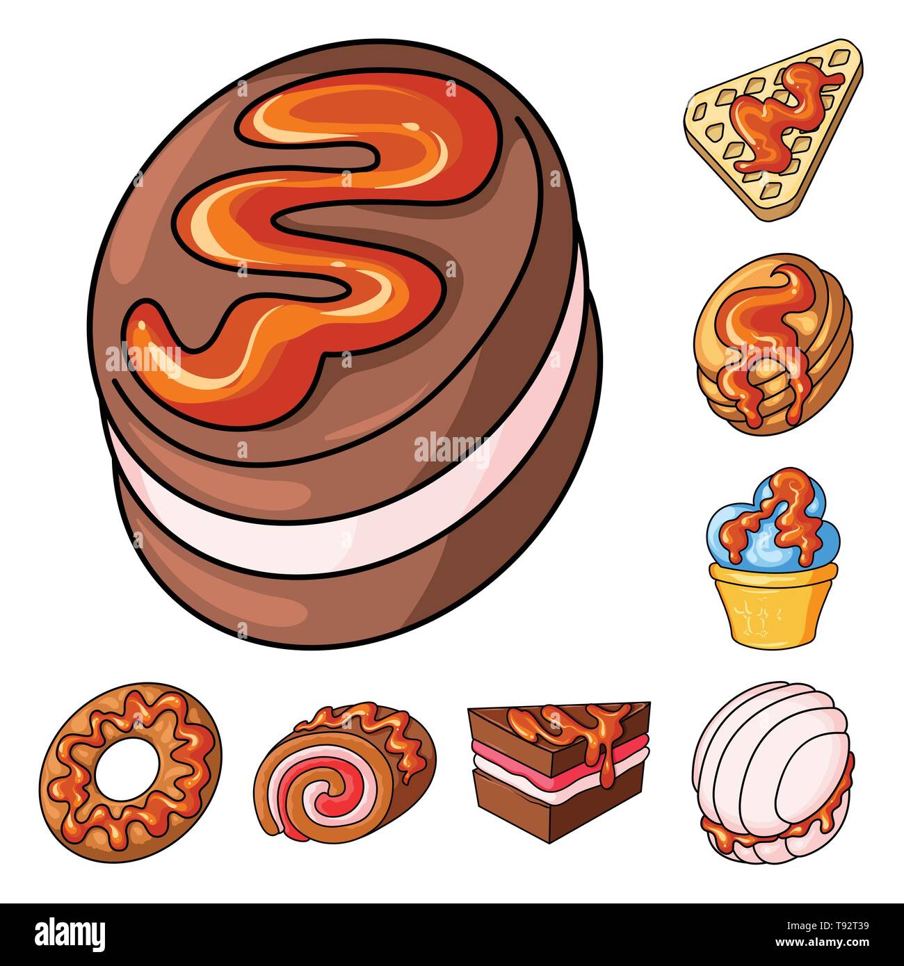 Vector design of dessert and sweet sign. Set of dessert and food stock ...