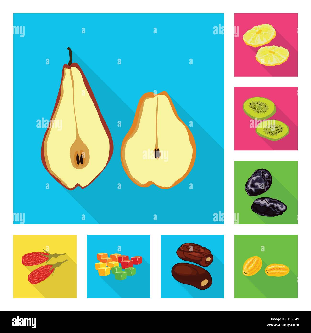 Isolated object of fruit and dried sign. Set of fruit and food stock ...