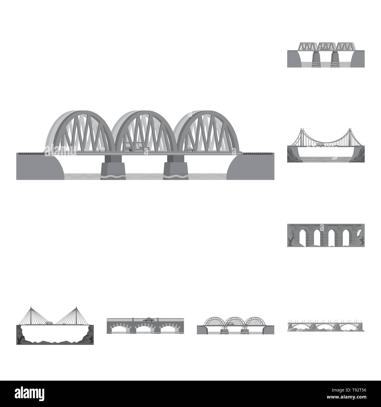 Vector design of design and construct symbol. Set of design and bridge ...