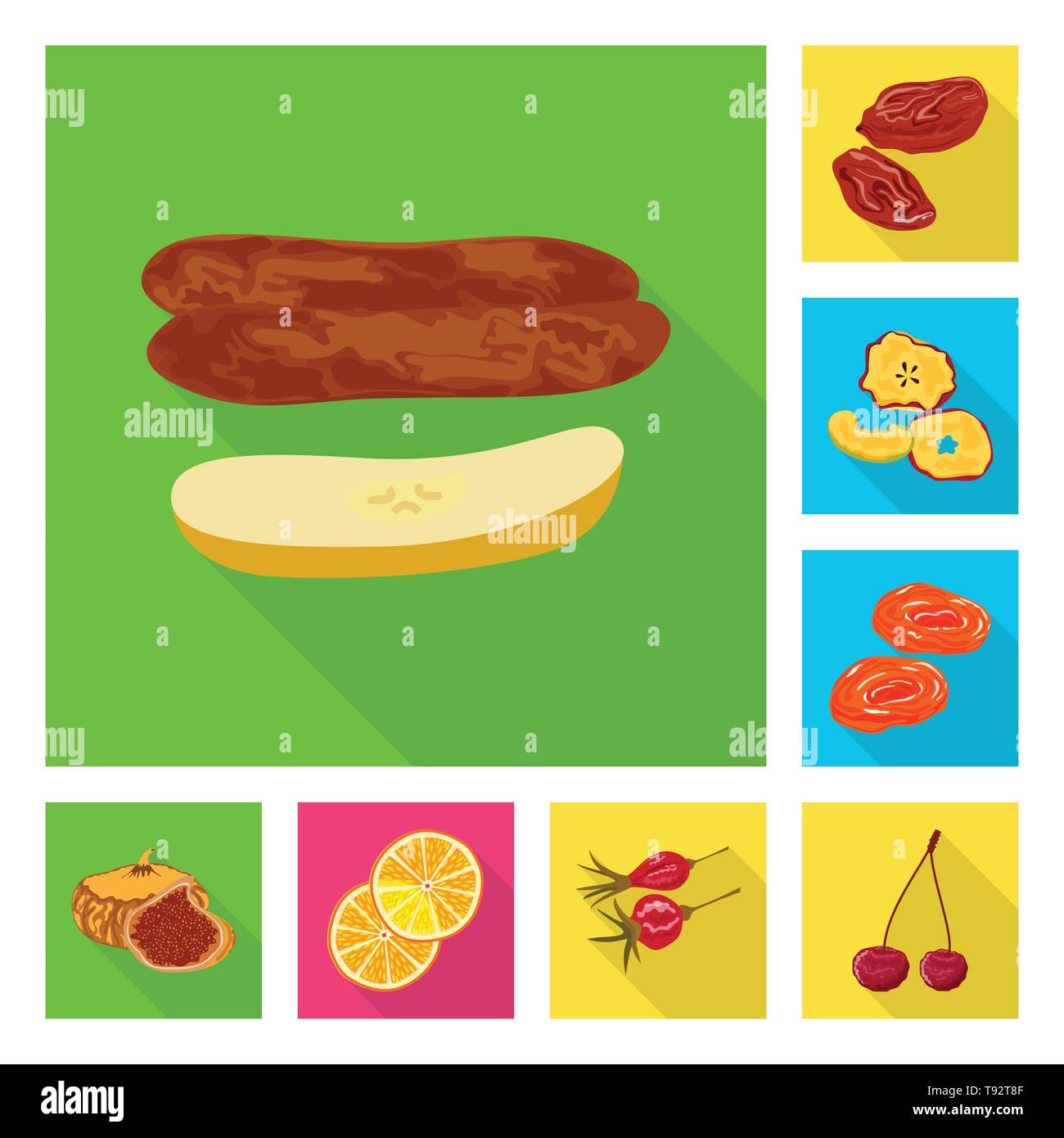 Vector design of fruit and dried icon. Collection of fruit and food ...