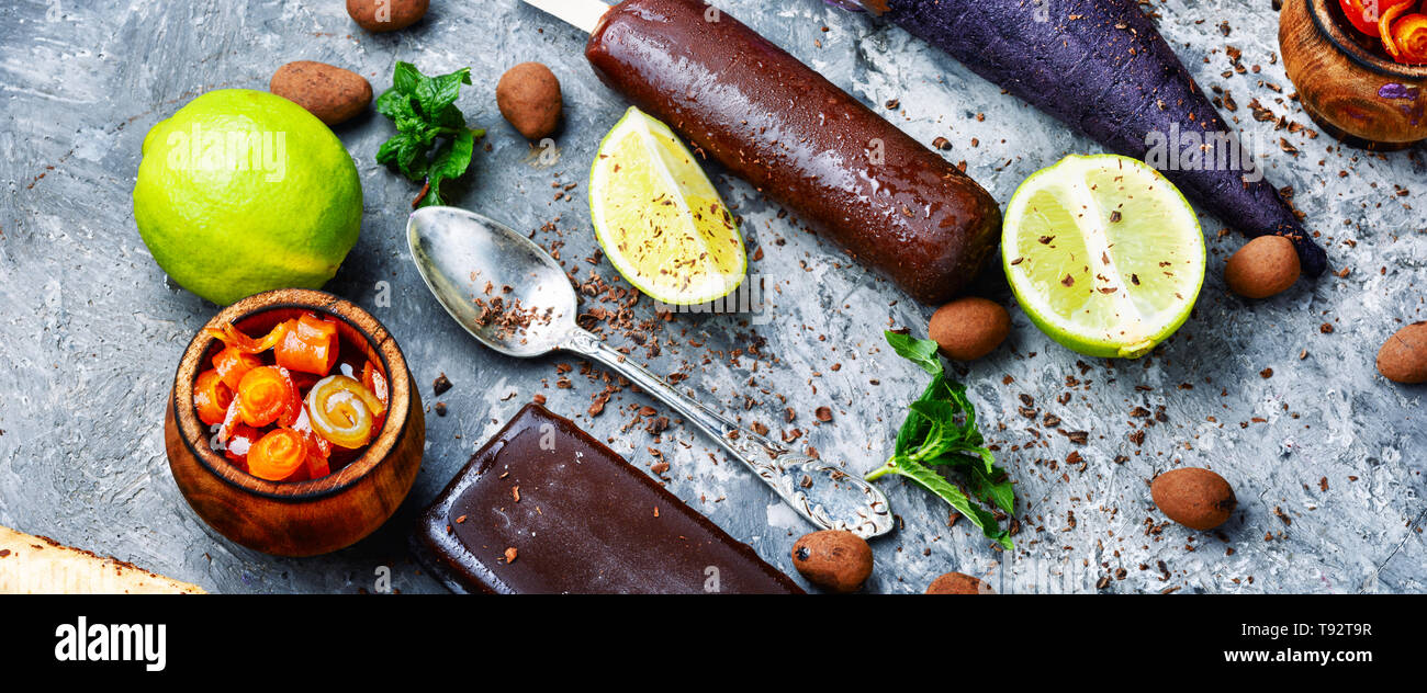 Set of ice cream of different colors and flavours Stock Photo - Alamy