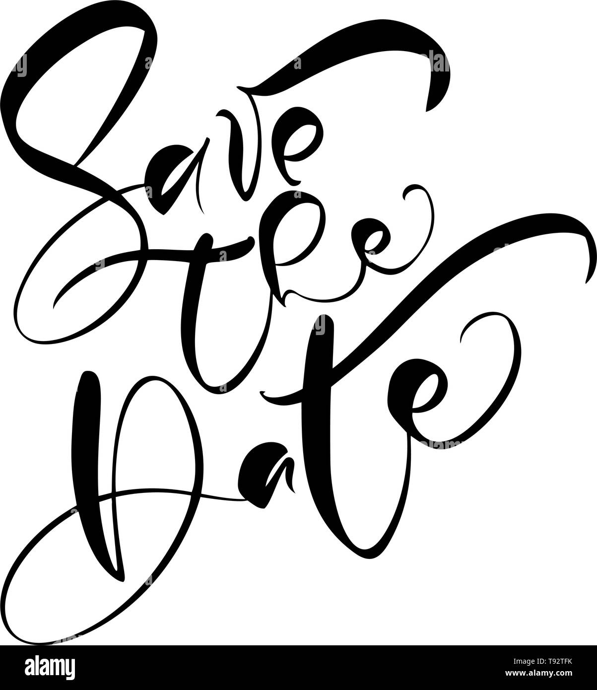 Save the date hand drawn text calligraphy vector lettering for wedding ...