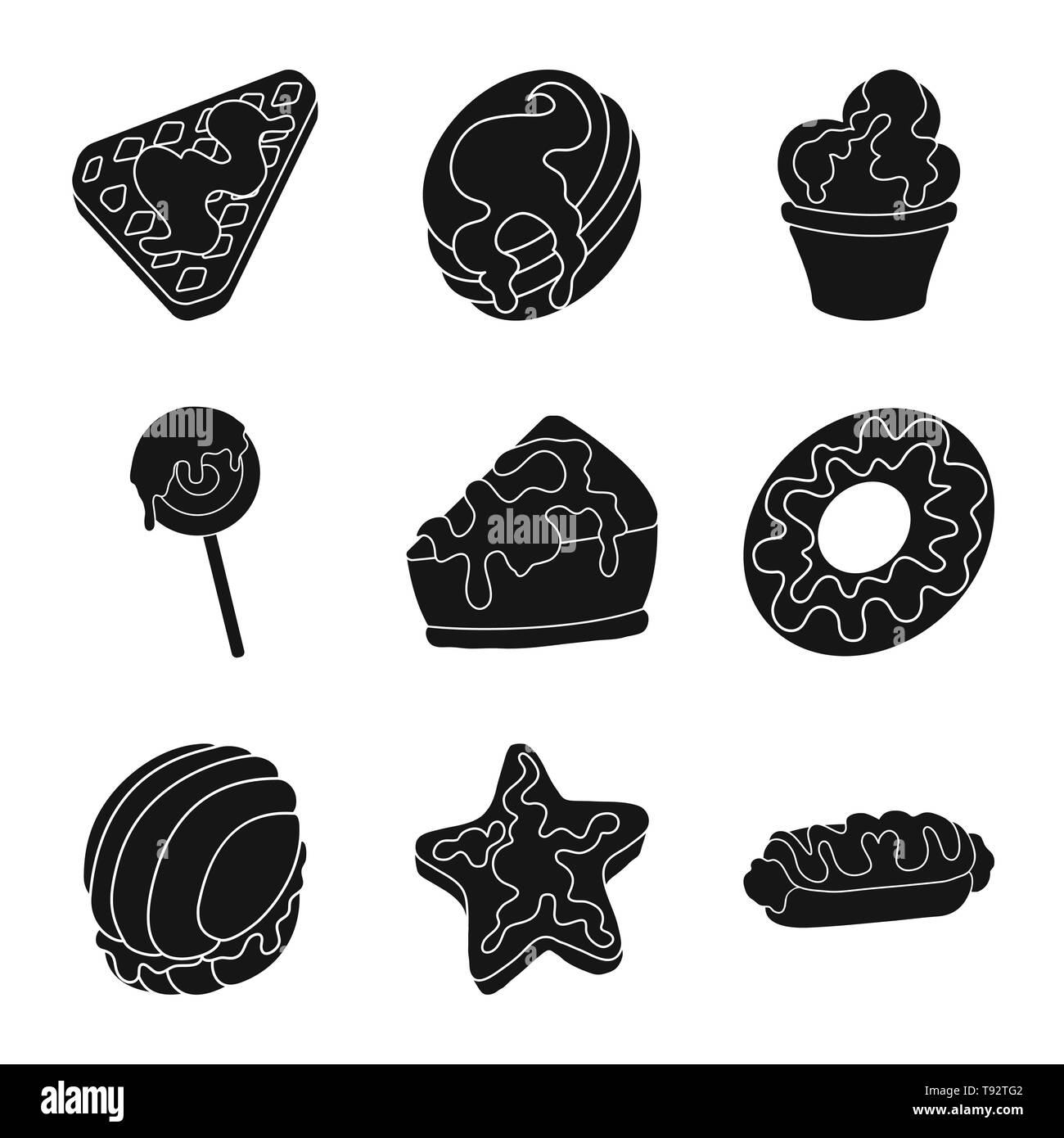 Vector illustration of sweetness and product symbol. Set of sweetness ...